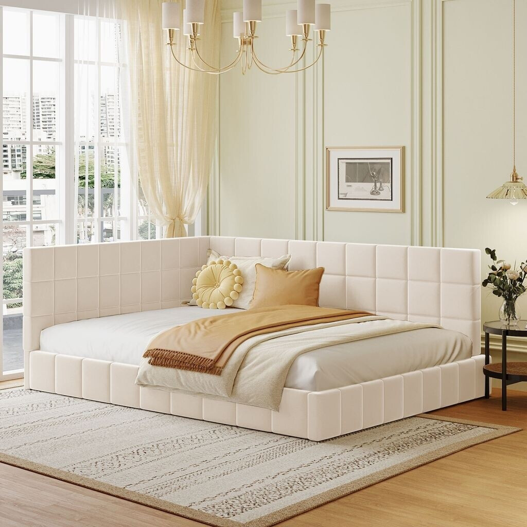 Polsterbett Beige Samt
