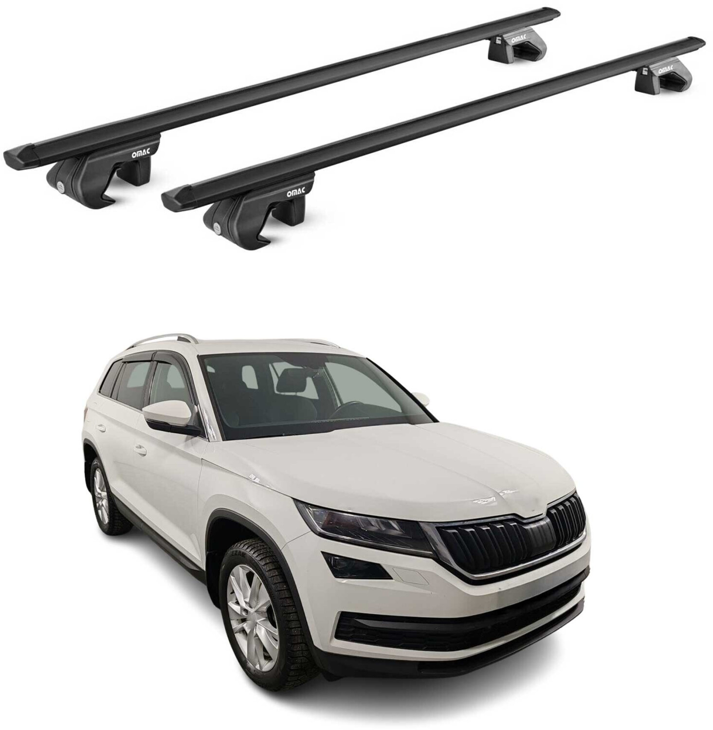 OMAC Gepäckträger für Skoda Kodiaq NS7 2017-2025 Alu TÜV Schwarz 2 TLG ...