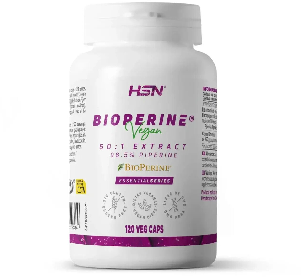 HSN Bioperine® Black Pepper Extract (50:1) 20mg - 120 veg caps ab 9,59 ...