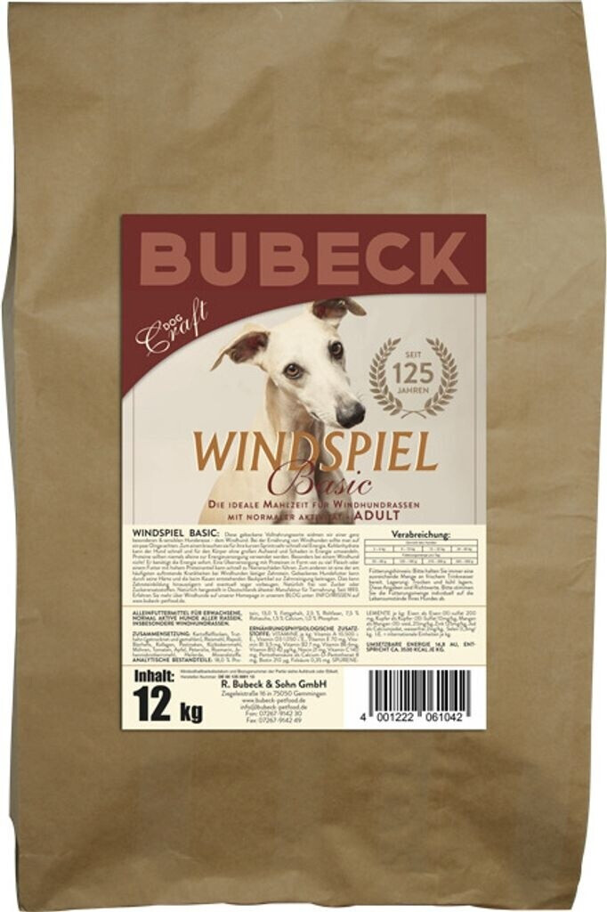 Bubeck Windspiel Basic Trockenfutter glutenfrei 12kg ab 61,79 ...