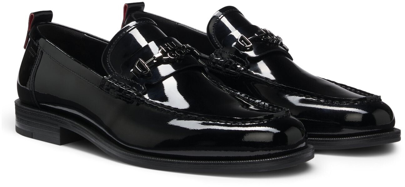 HUGO Patent Leather Loafer with Stack Logo Metal Detail - Style Varian ...
