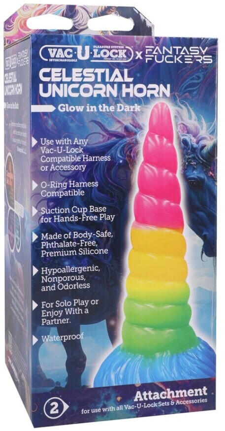 Doc Johnson Fantasy Fuckers Celestial Unicorn Horn Glow in the Dark ...