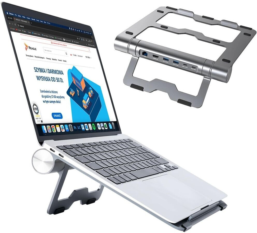 Reagle Laptop Ständer mit Docking Station Hub HDMI PD LAN USB C ...
