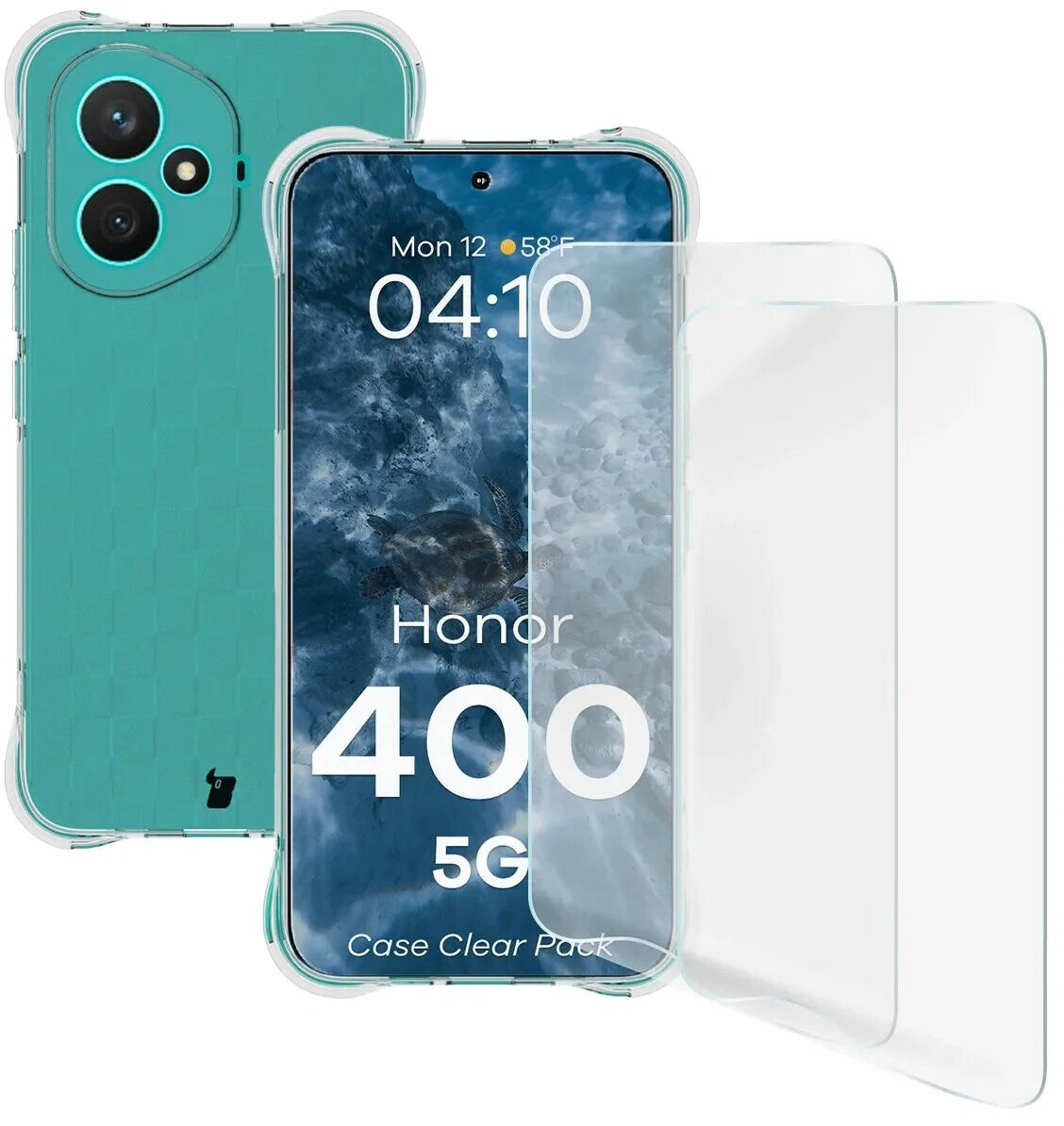 Bizon Handyhülle + 2x Folie für Honor 400 Case Clear Pack Transparent ...