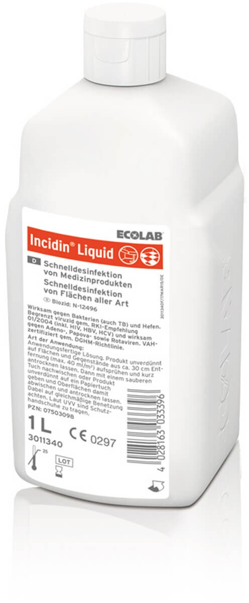 Ecolab Incidin Liquid Schnelldesinfektion parfümfrei 3096220 1 Liter ...