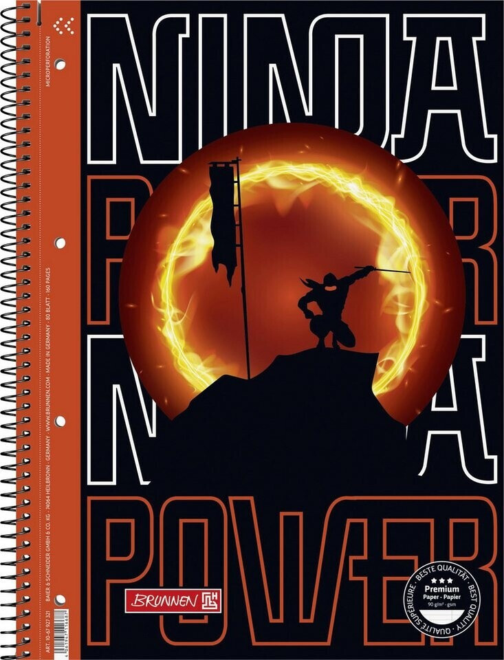 Brunnen Collegeblock Premium Ninja Power - A4, Lineatur 27, 80 Blatt ab ...