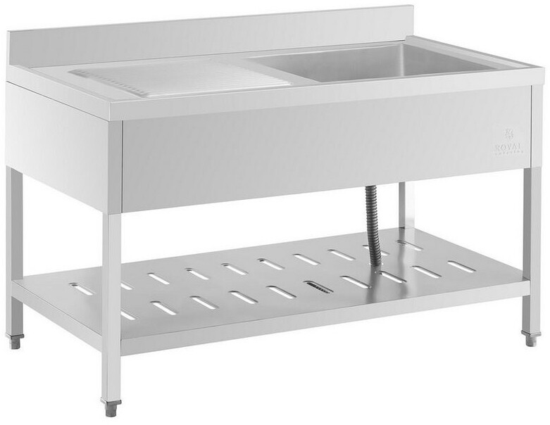 Royal Catering Spültisch Edelstahl 1 Becken 510x520x245mm mit Regal ...