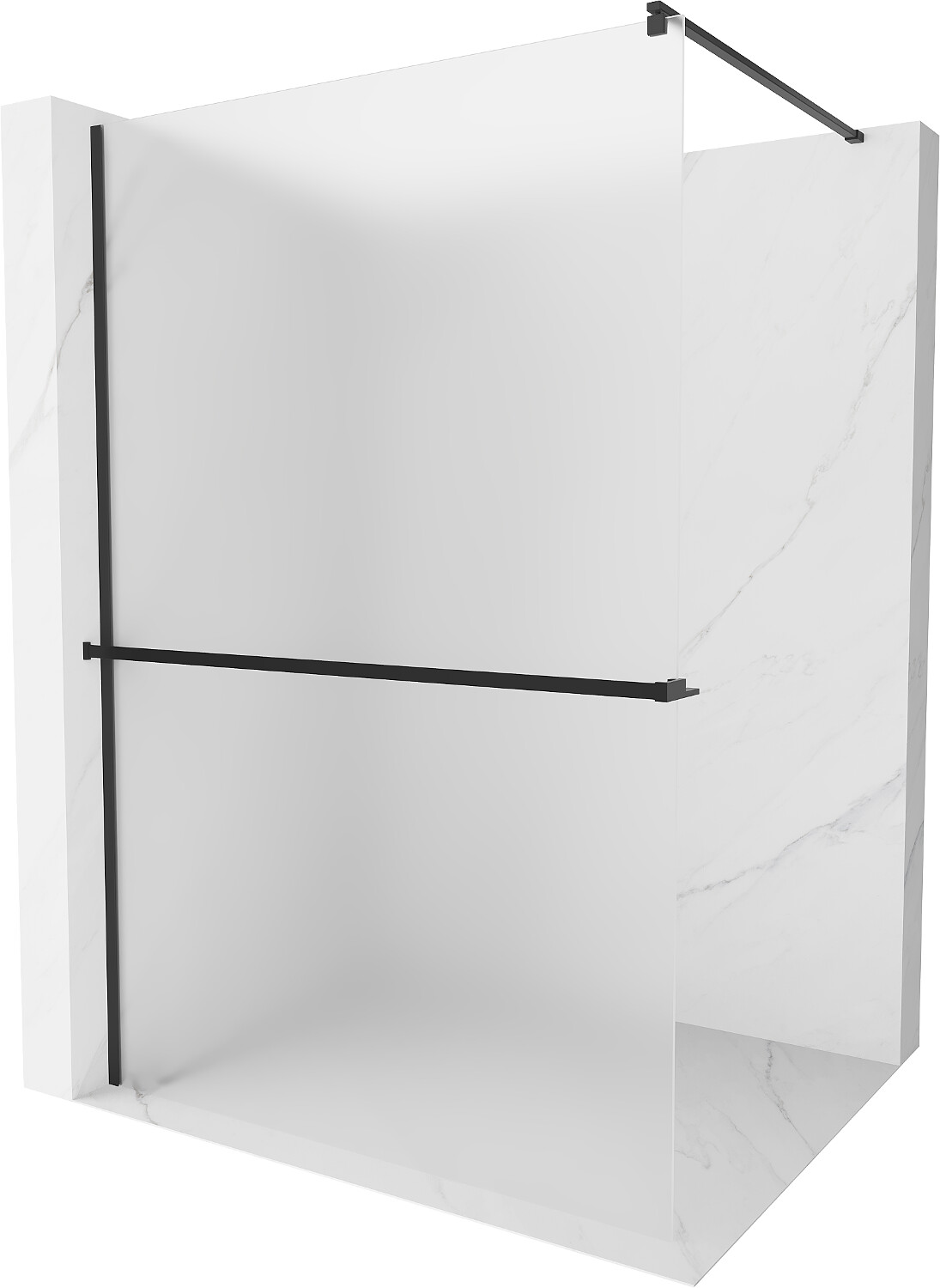 Mexen Kioto+ Walk-in Duschwand mit Regal 120x200cm, Frost, Schwarz (800 ...