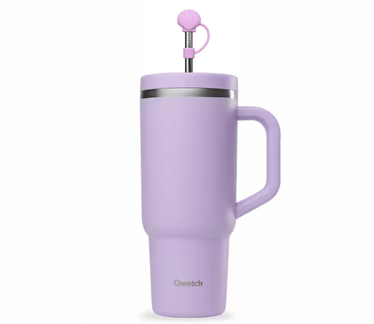 Qwetch Gourde isotherme avec paille et embout 900 ml lavande au ...