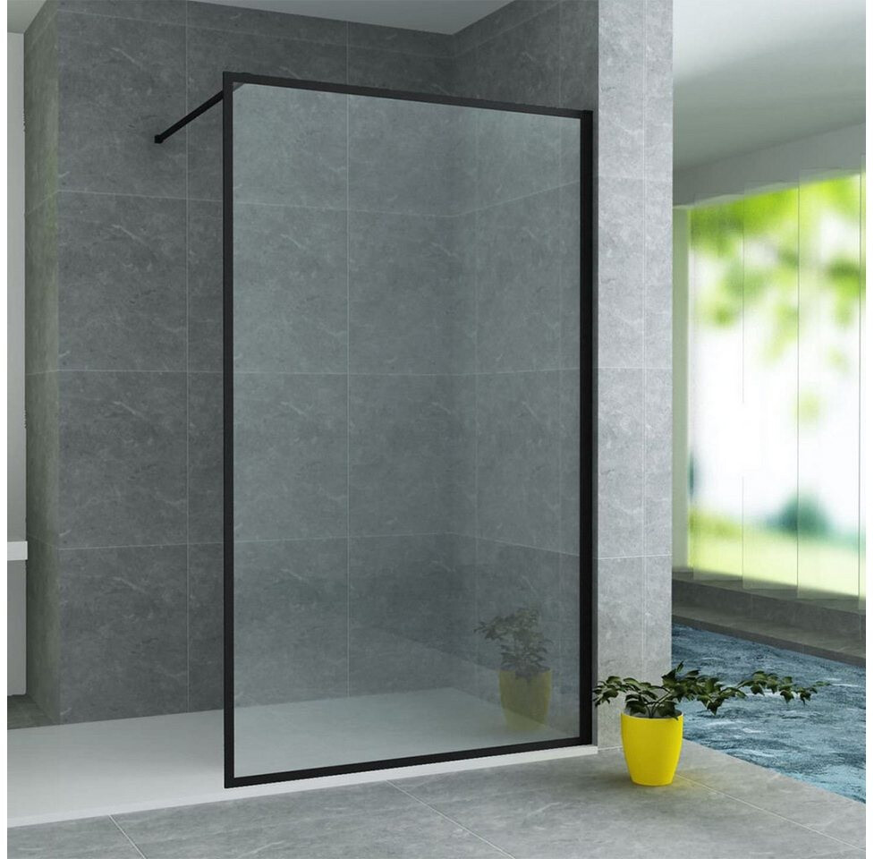 Aloni Walk-In Duschwand ESG 8mm Nano-Beschichtung, schwarz matt ...